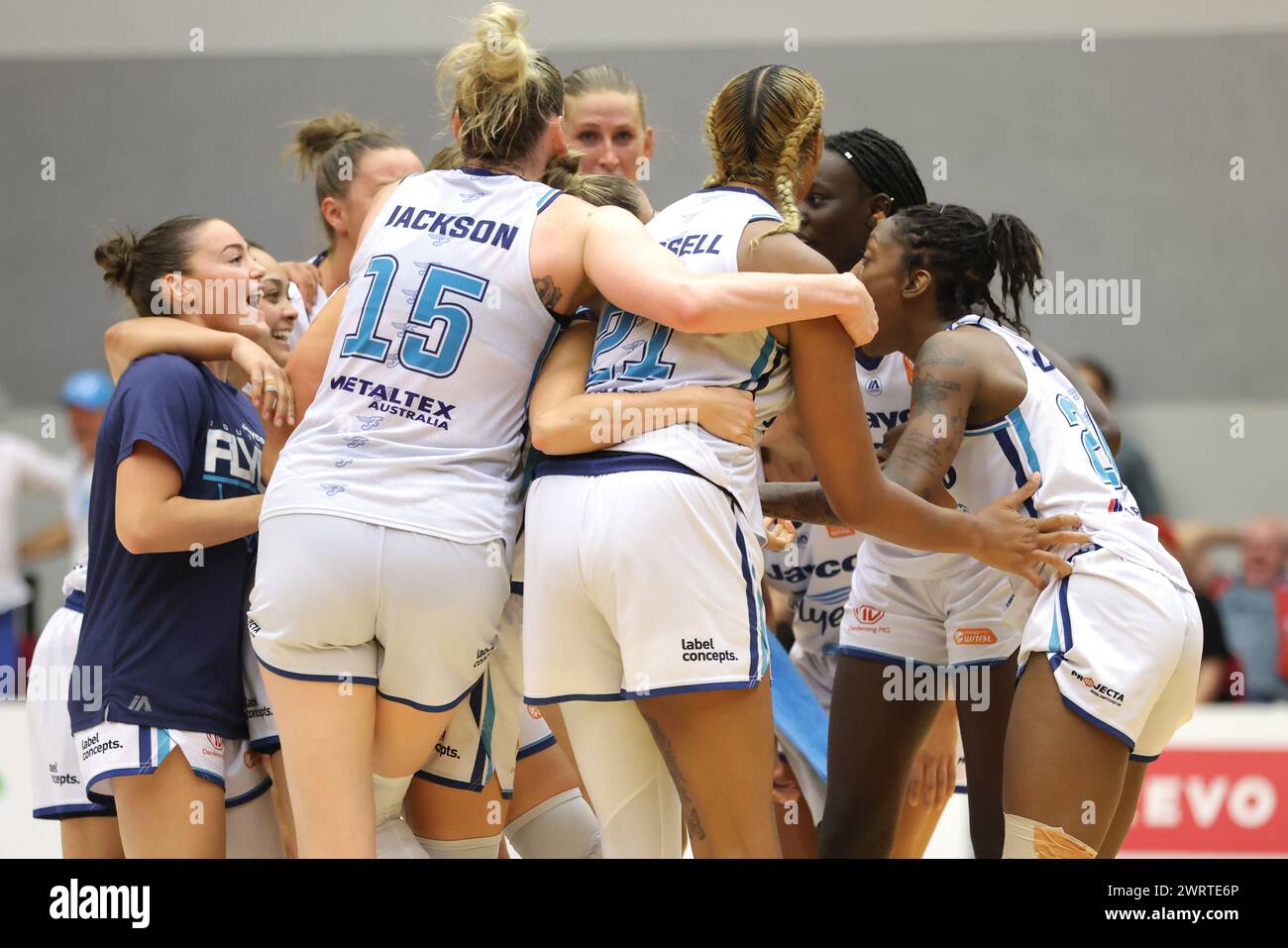 Perth, Australia. 14th Mar, 2024. Flyers players celebrate after ...