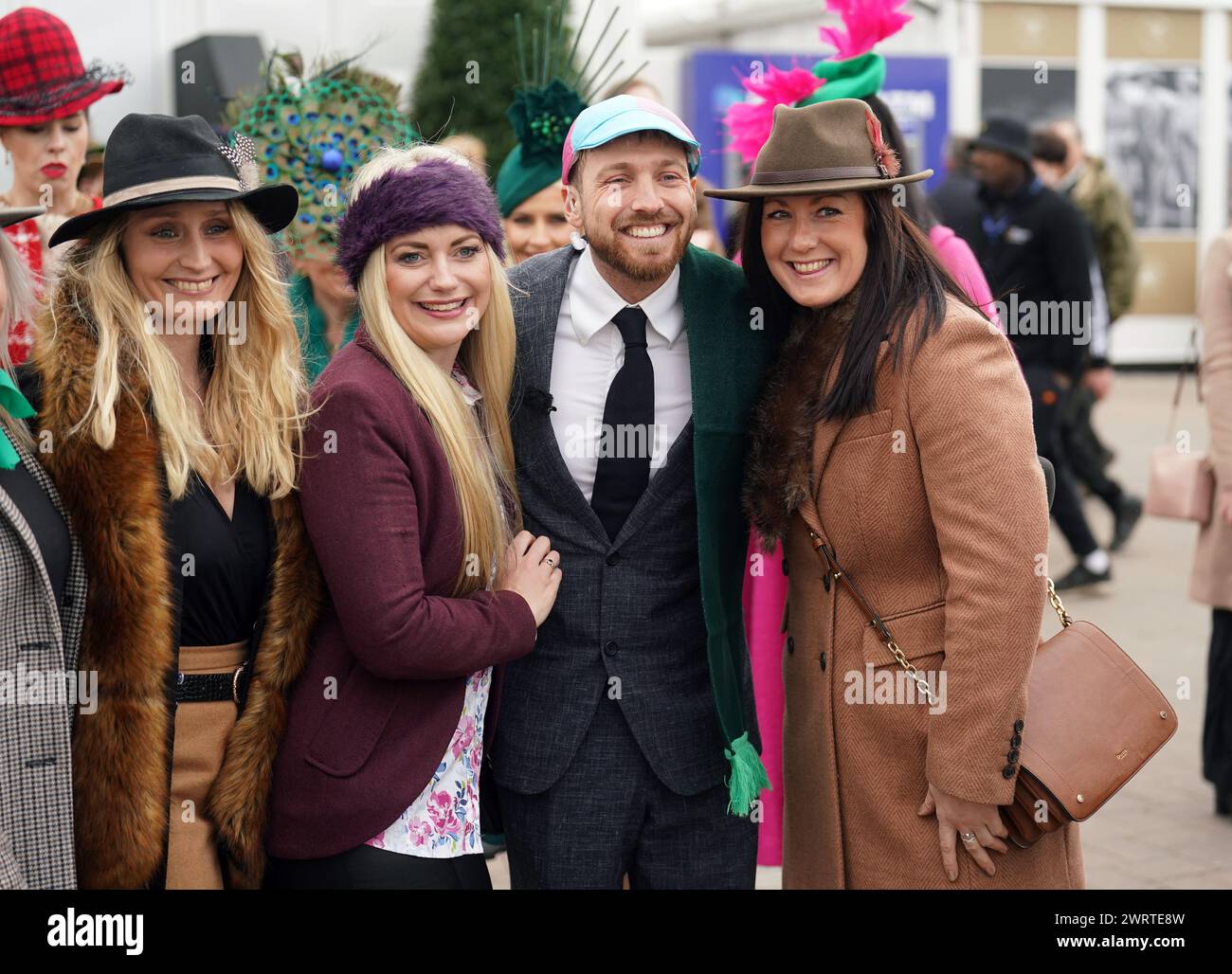 Sam Thompson with racegoers on day three of the 2024 Cheltenham ...