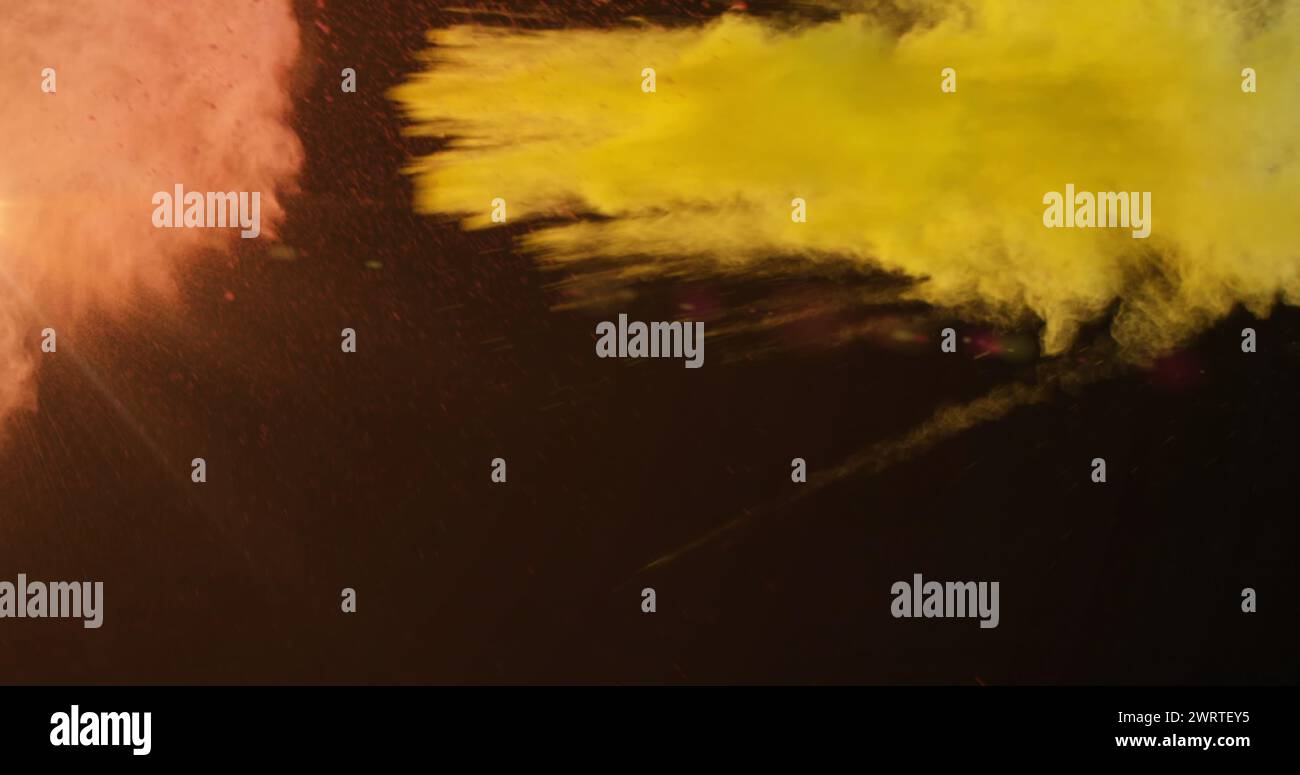 Digitally generated image of a colorful powder bomb with glowing light ...