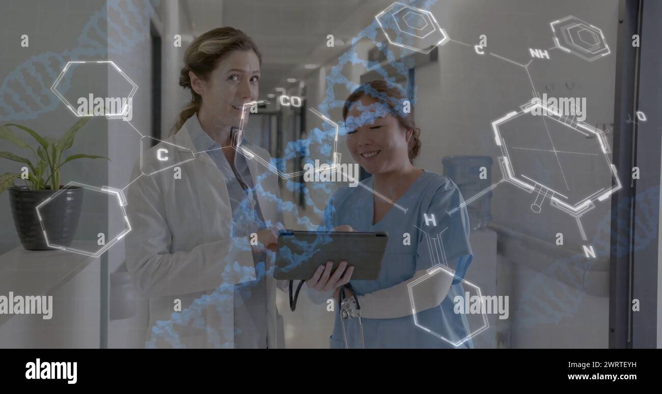 Image of data processing over diverse doctors Stock Photo - Alamy