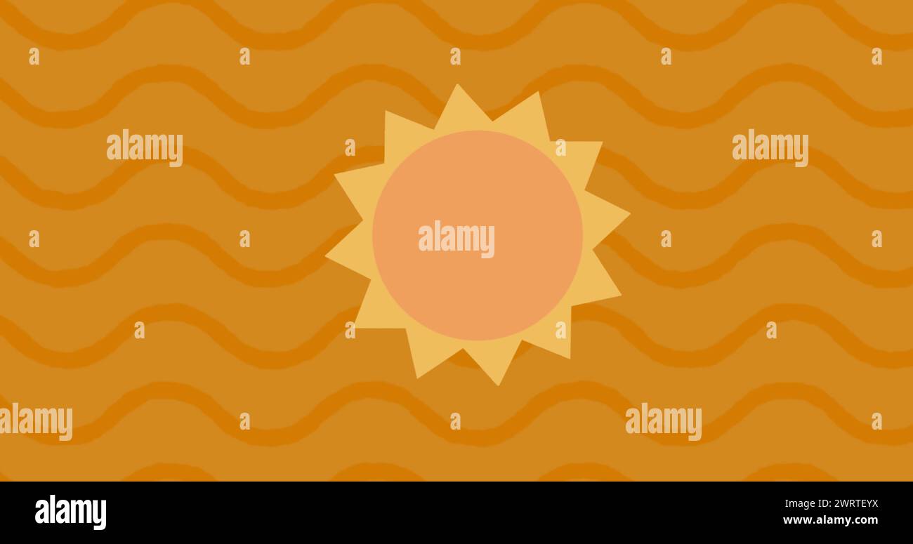 Hypnotic rotating sun over vibrant waves in a digital loop Stock Photo ...