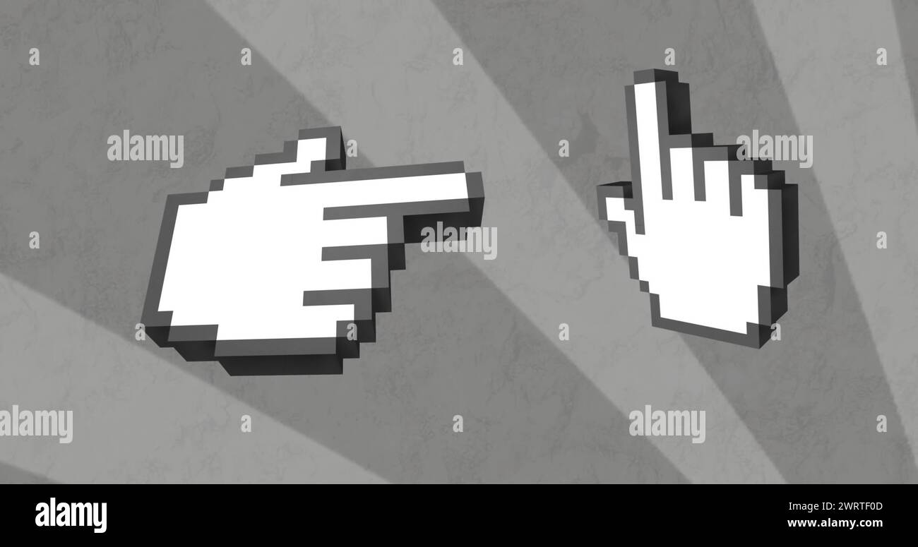 Pixelated hands point in a hypnotic, abstract digital loop Stock Photo ...