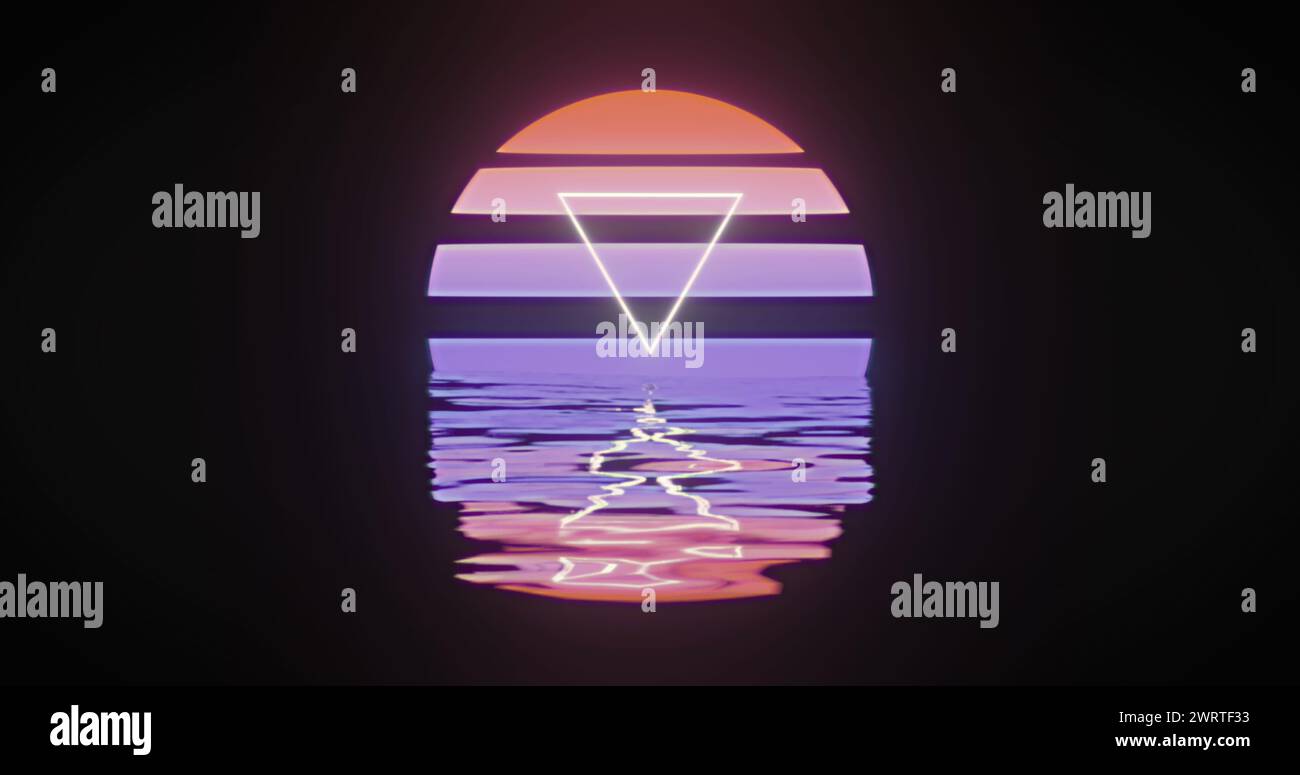 Massive sale text over abstract shapes against water reflection effect ...