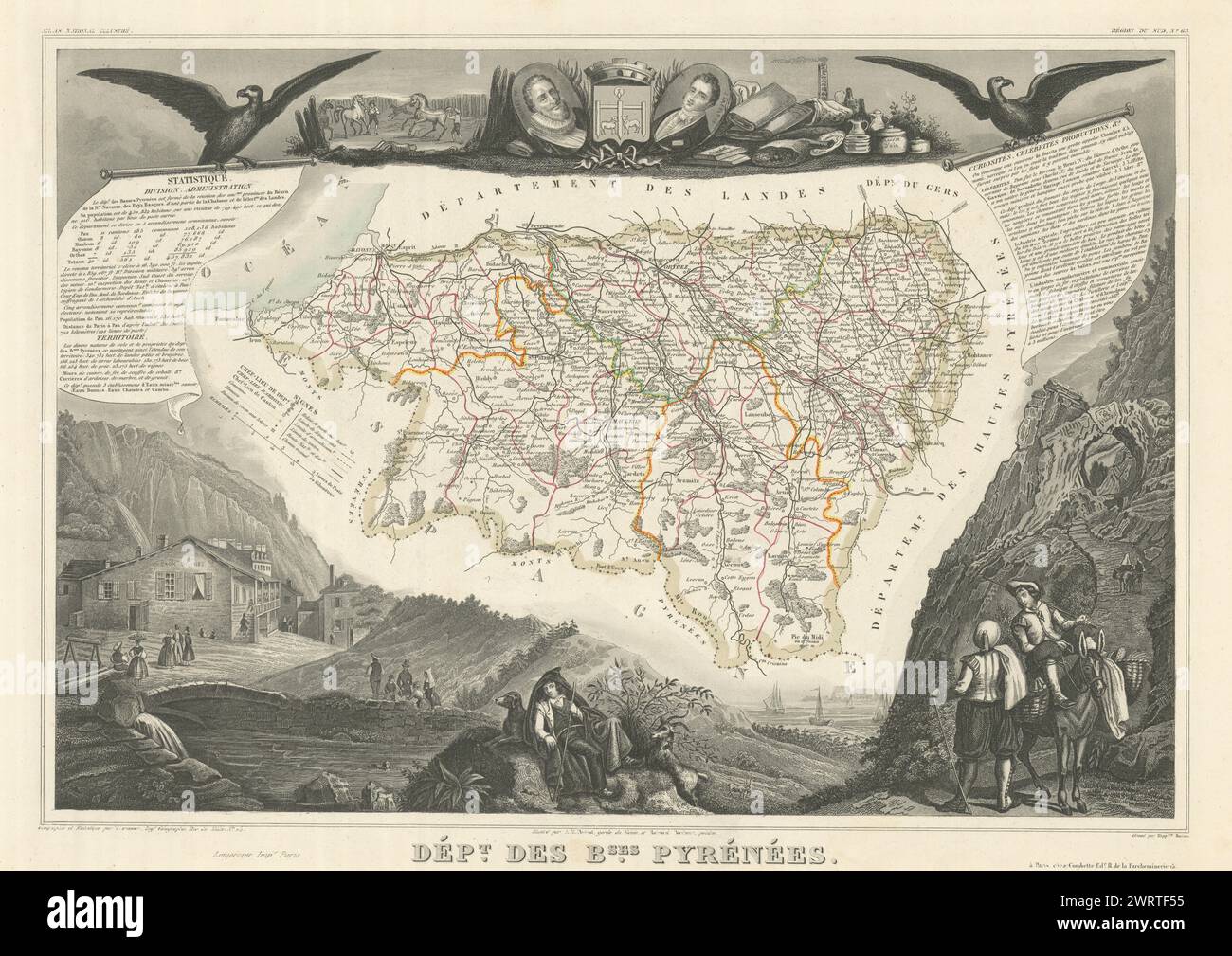 Département des BASSES-PYRÉNÉES. Pyrénées-Atlantiques. LEVASSEUR 1856 ...