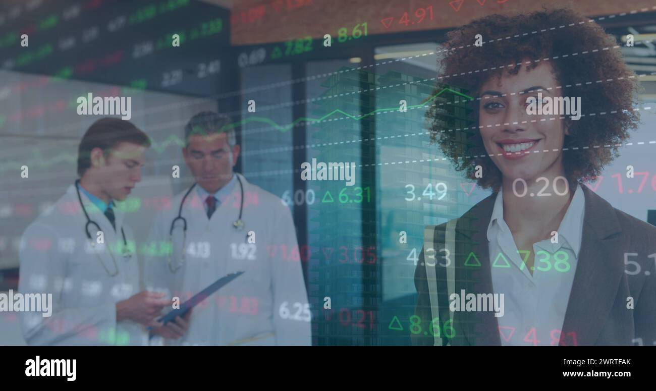 Image of data processing over group of diverse doctors Stock Photo - Alamy