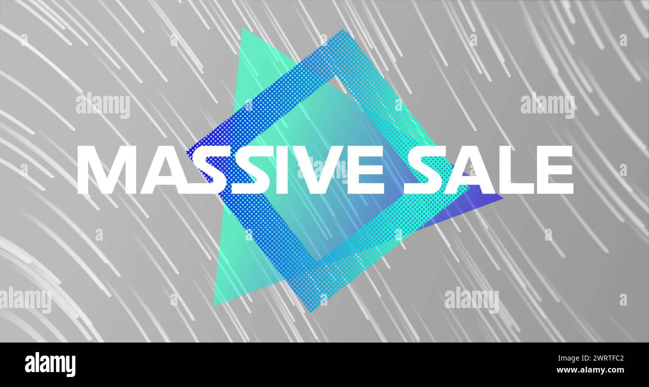 Image of massive sale text with square and triangle shapes against ...