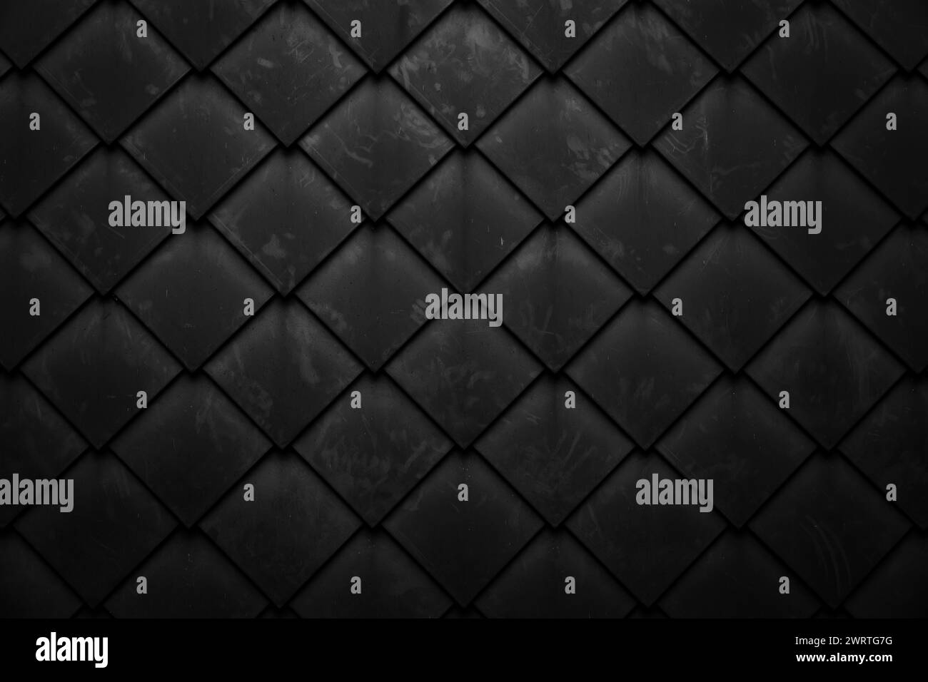 Diamond shaped fish scale tiled wall texture background close up Stock ...