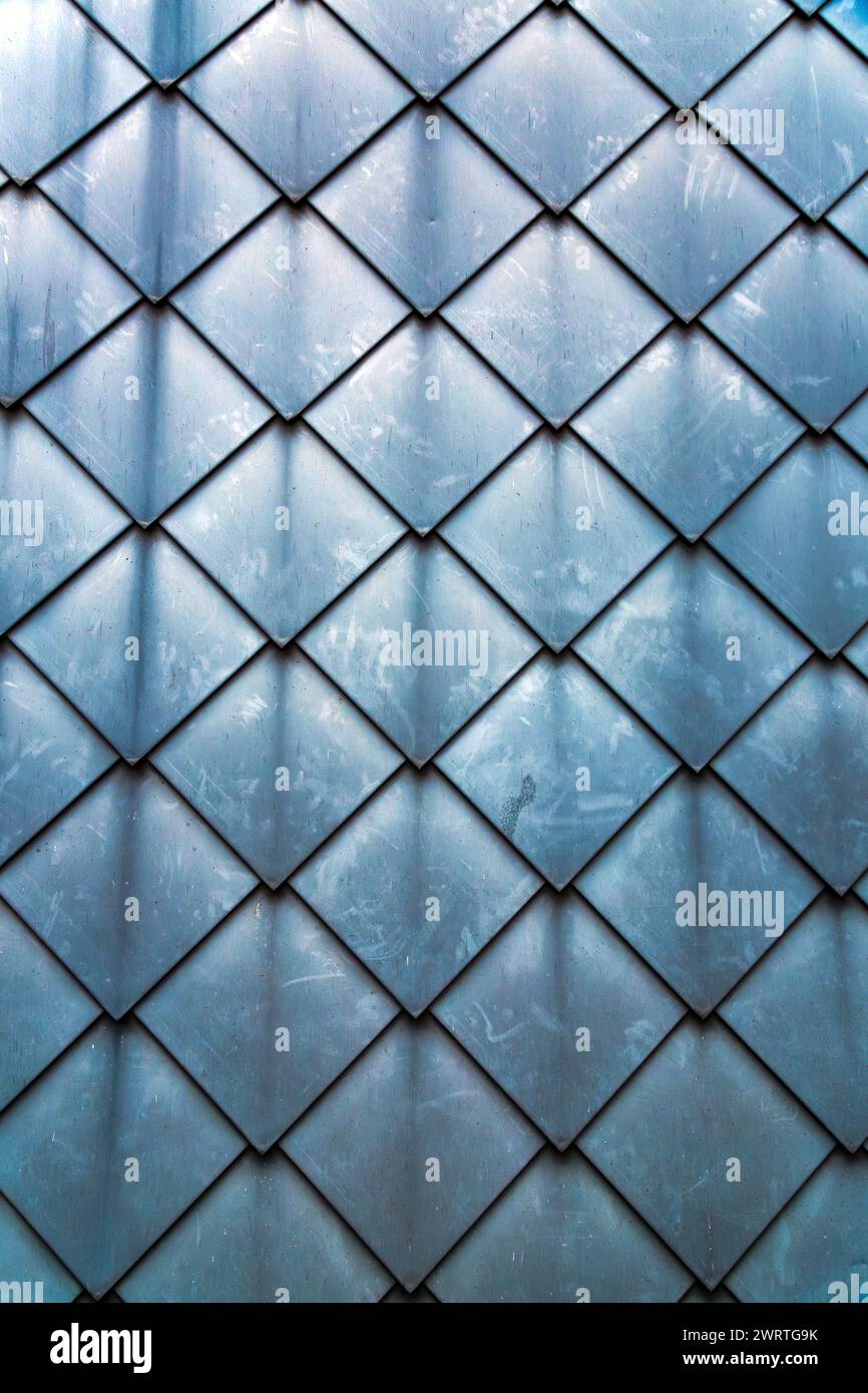 Diamond shaped fish scale tiled wall texture background close up Stock ...