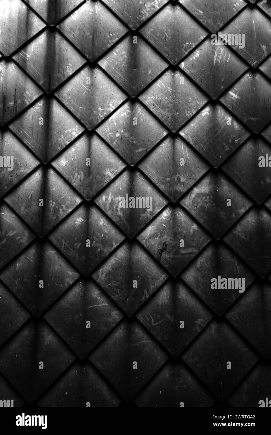 Diamond shaped fish scale tiled wall texture background close up Stock ...