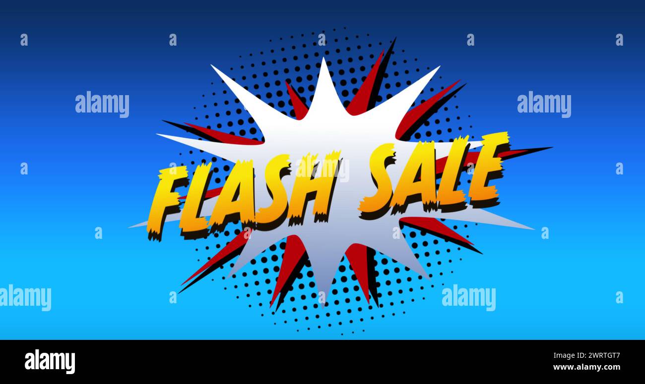 Image of the words Flash Sale in yellow letters on a white explosion on ...