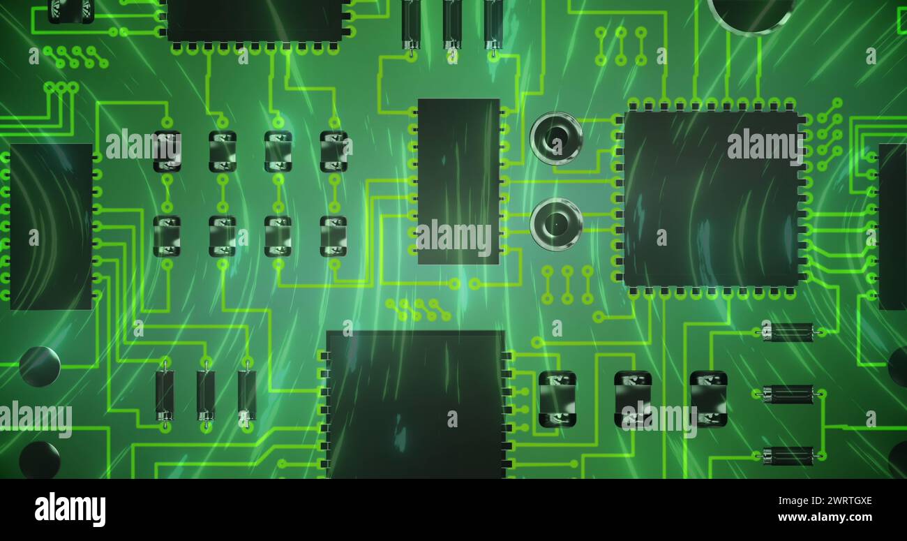 Image of digital interface with computer circuit board in the ...