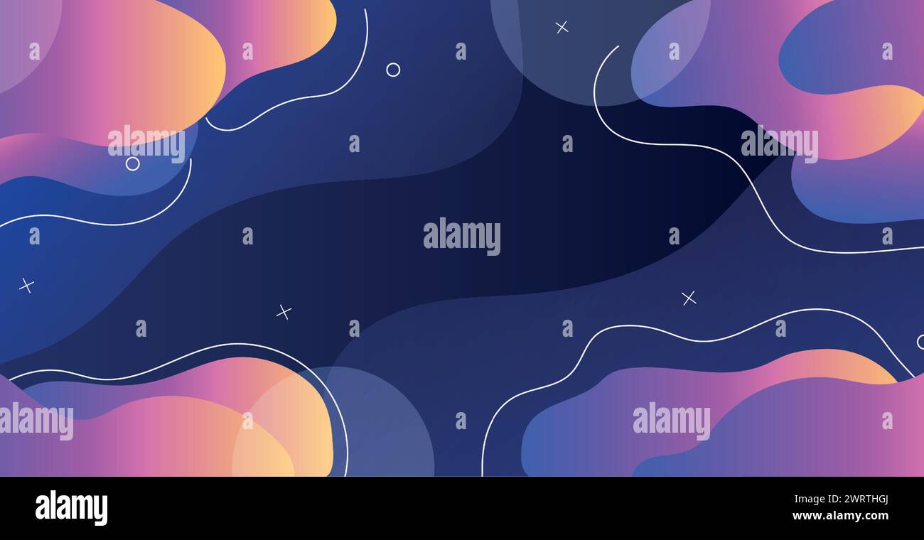 Colorful geometric panoramic background. Trendy composition of blue ...