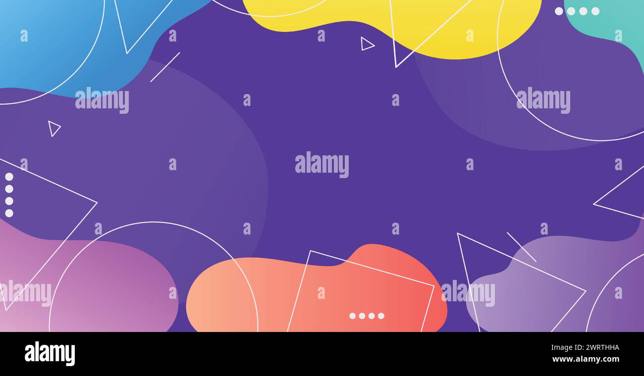 Colorful geometric panoramic background. Trendy composition of blue ...