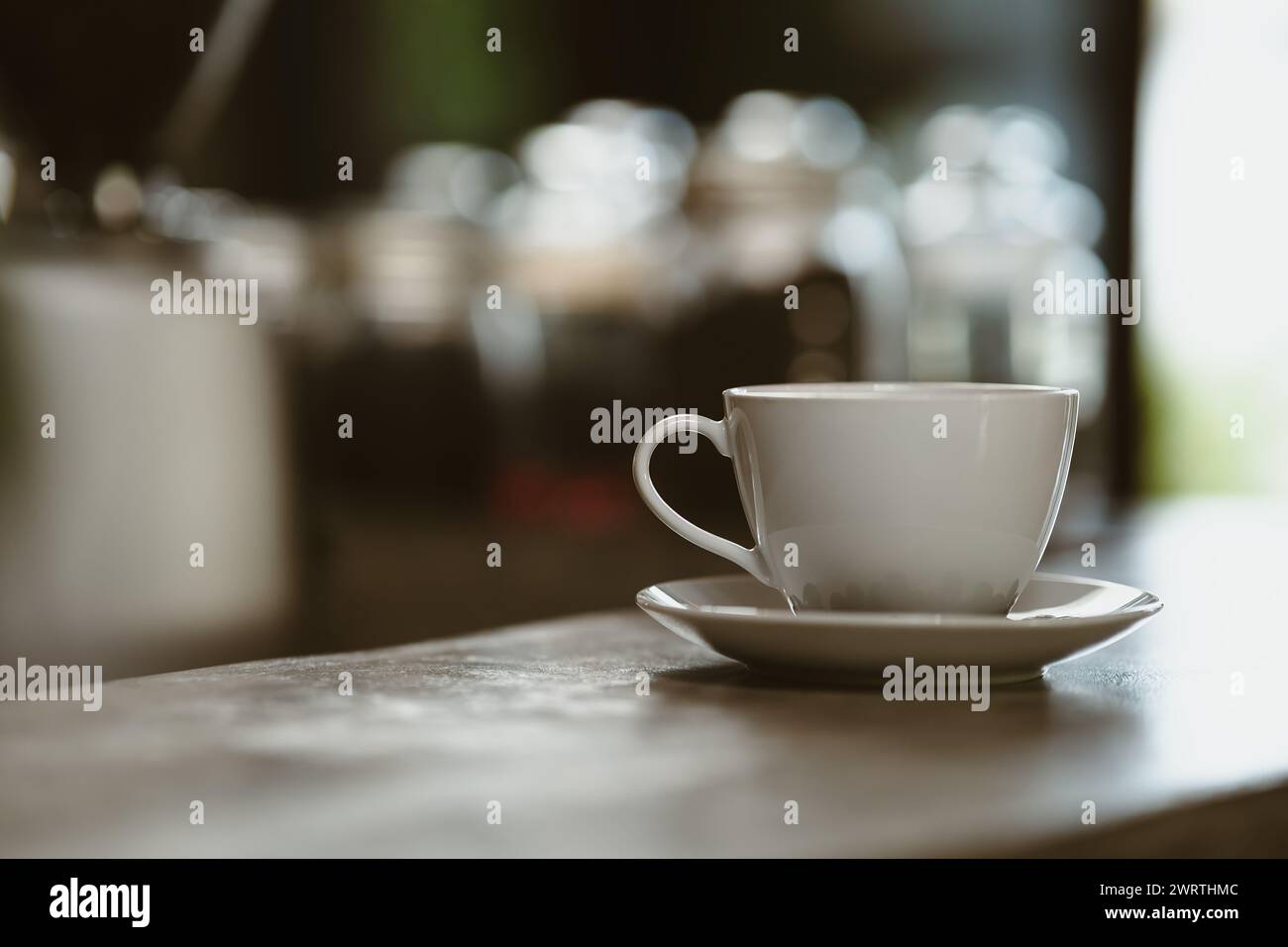 coffee cup on counter bar at coffee shop Stock Photo - Alamy