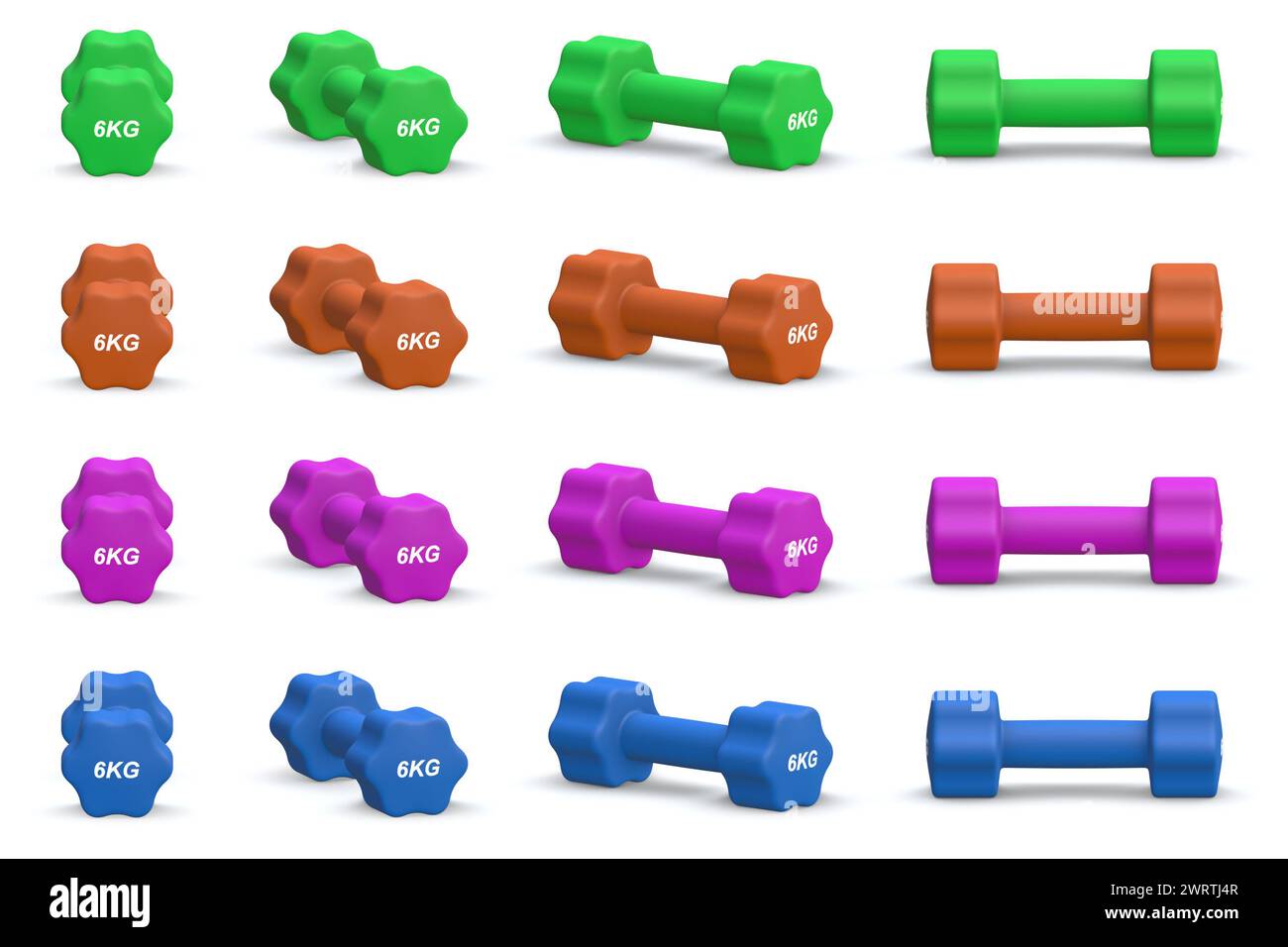 6 Kg Dumbbell Set , This is a 3d rendered computer generated image ...