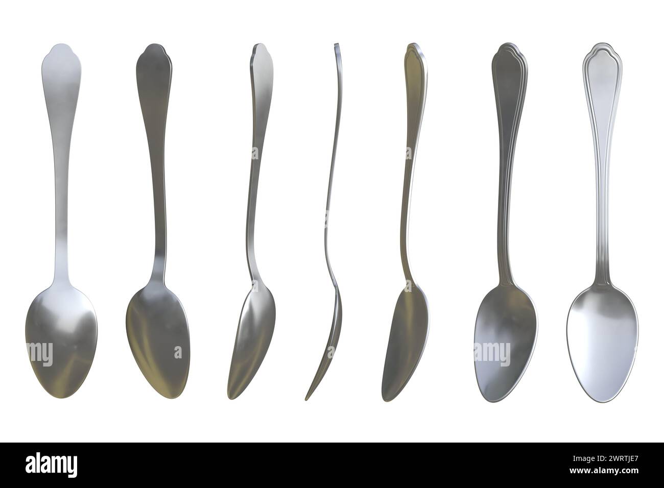 Chrome Spoon Set , This is a 3d rendered computer generated image ...