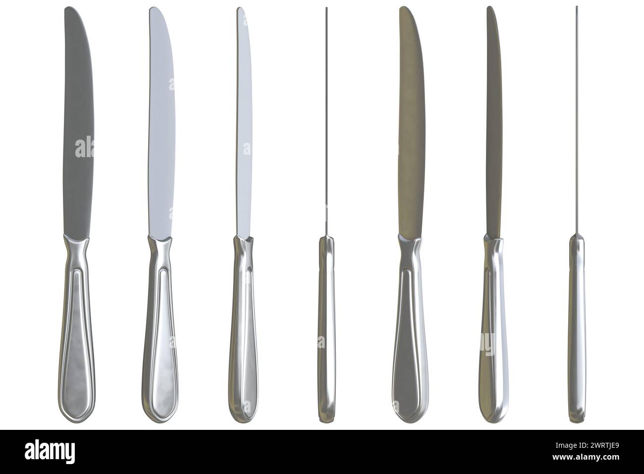 Chrome Knife Set , This is a 3d rendered computer generated image ...