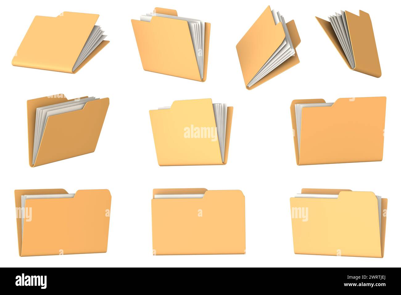 Folder and File Set , This is a 3d rendered computer generated image ...
