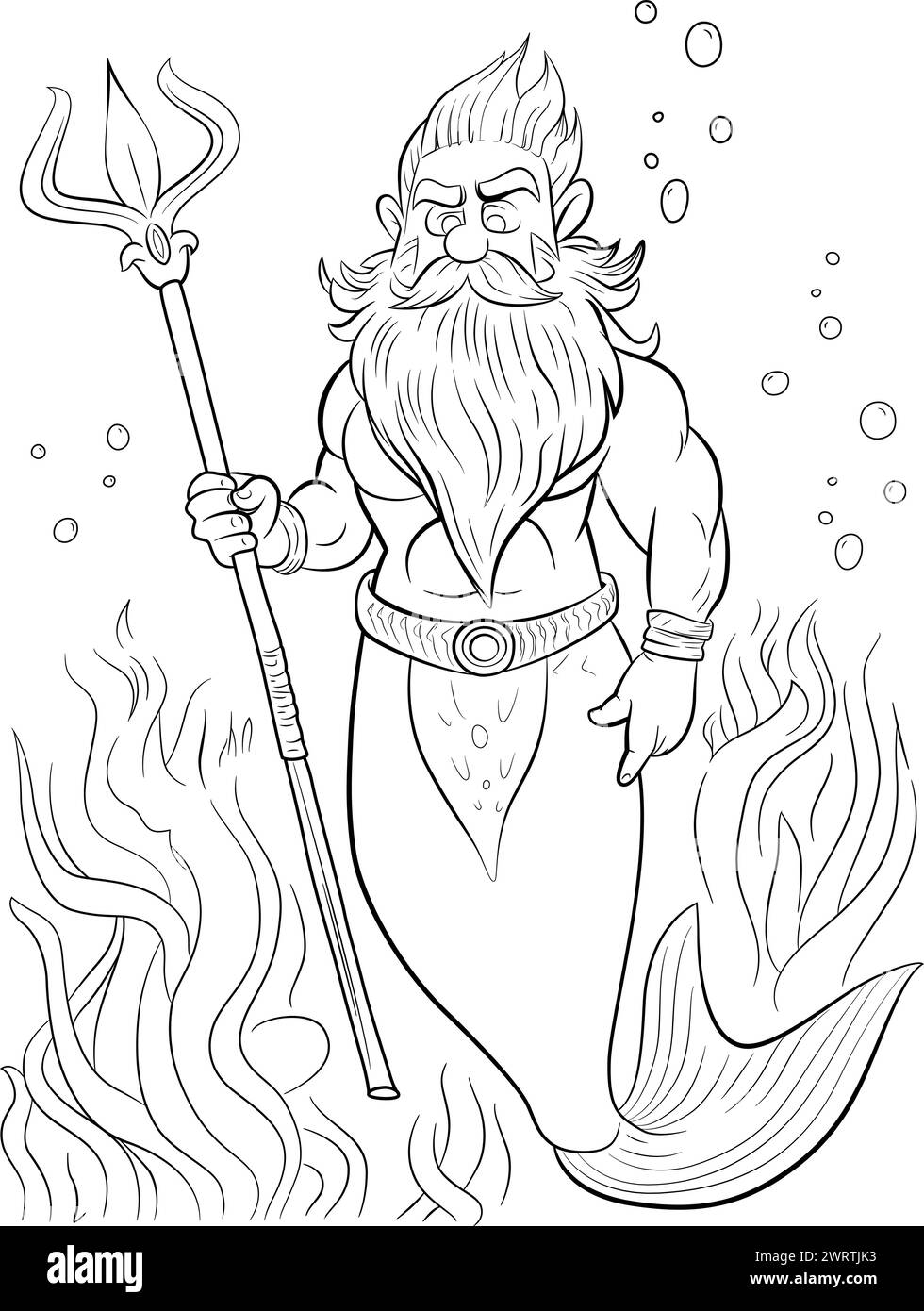 Male mermaid. Triton.. Vector illustration isolated on white background ...