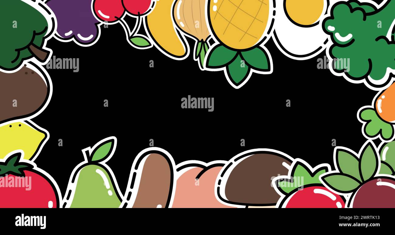 Image of falling vegetables over black background Stock Photo - Alamy