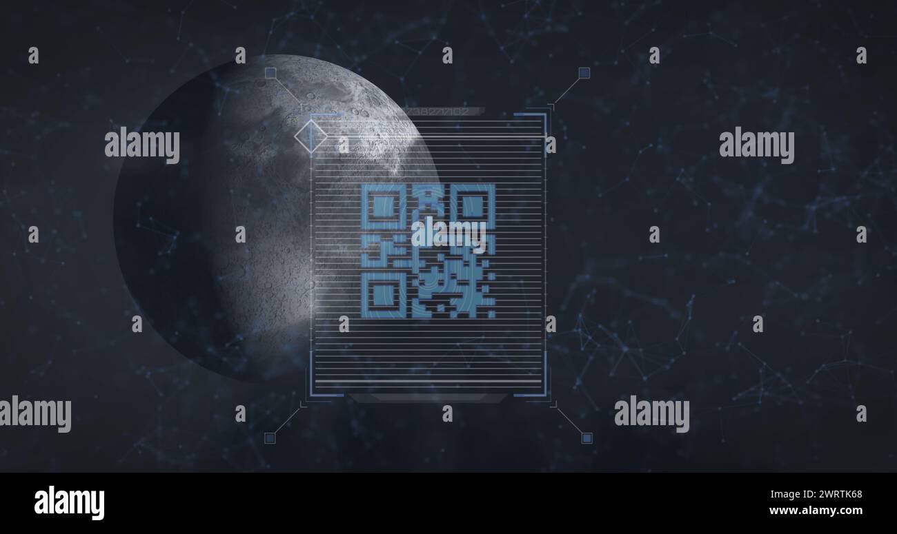 Image of data processing and qr code over globe Stock Photo - Alamy