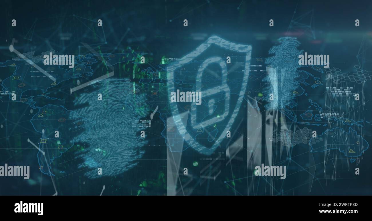 Digital encryption shield network connections hi-res stock photography ...