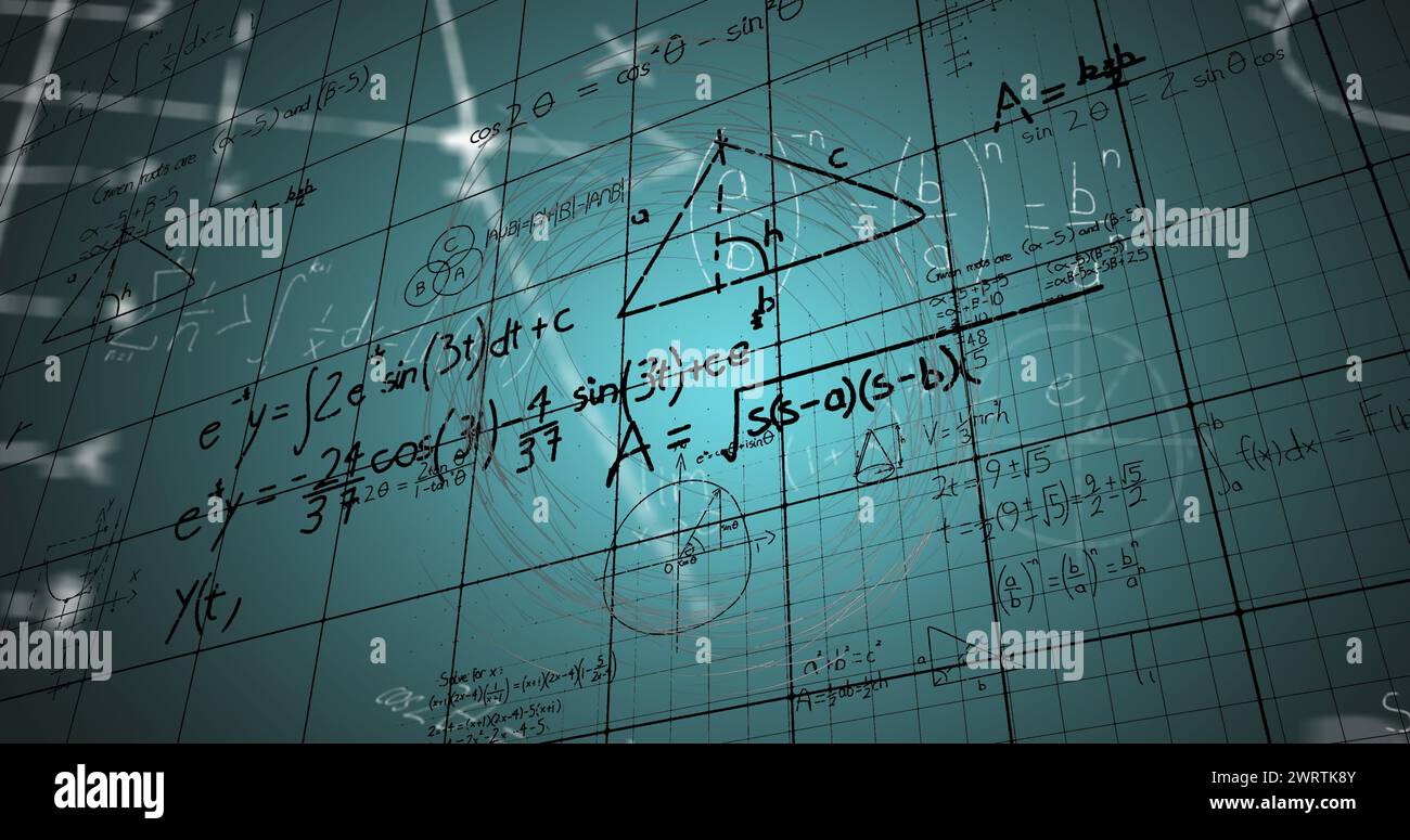 Image of digital screen with scientific data, graphs and math formulas ...