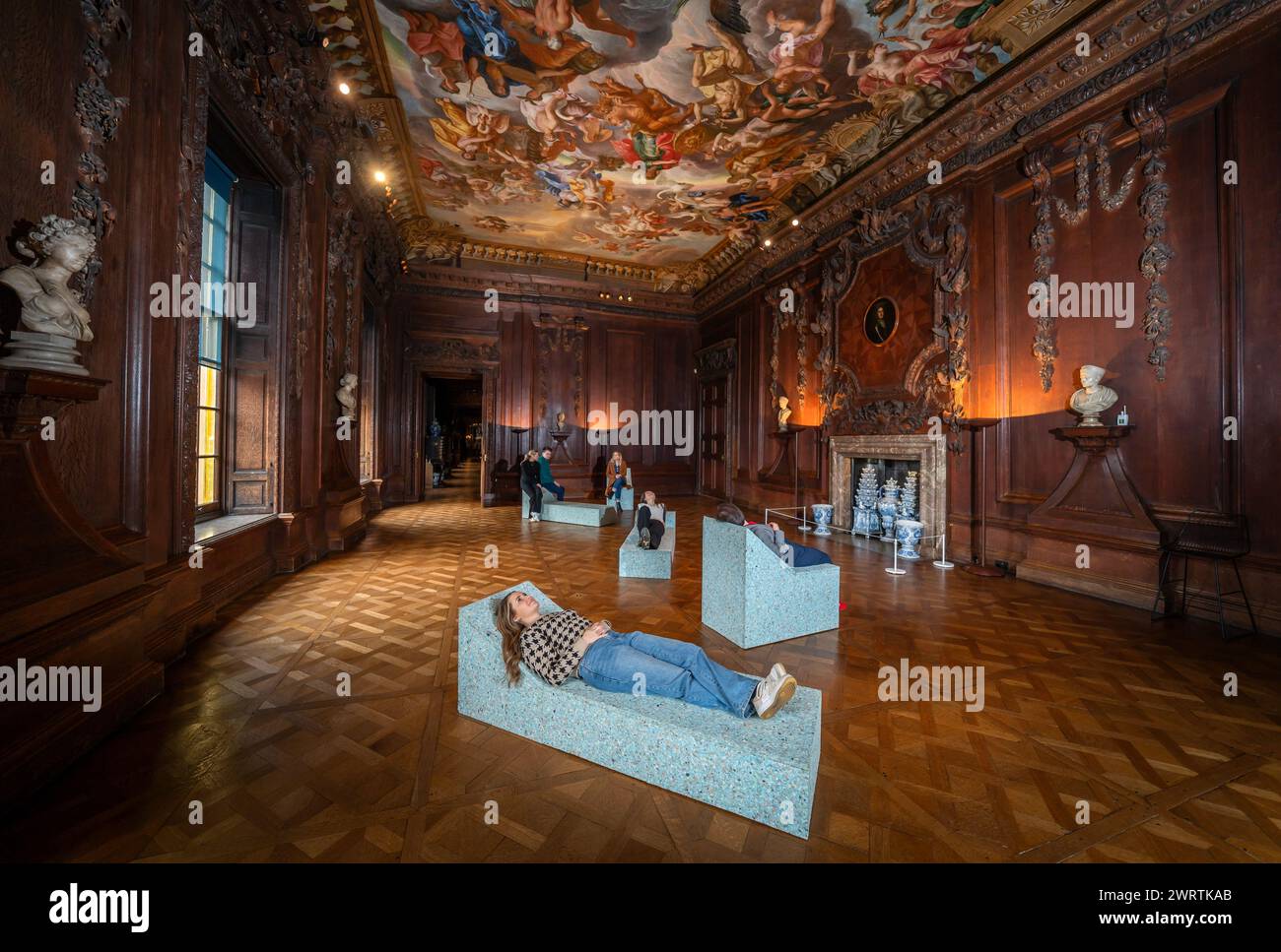 People relax on interactive art works at the Picturing Childhood ...