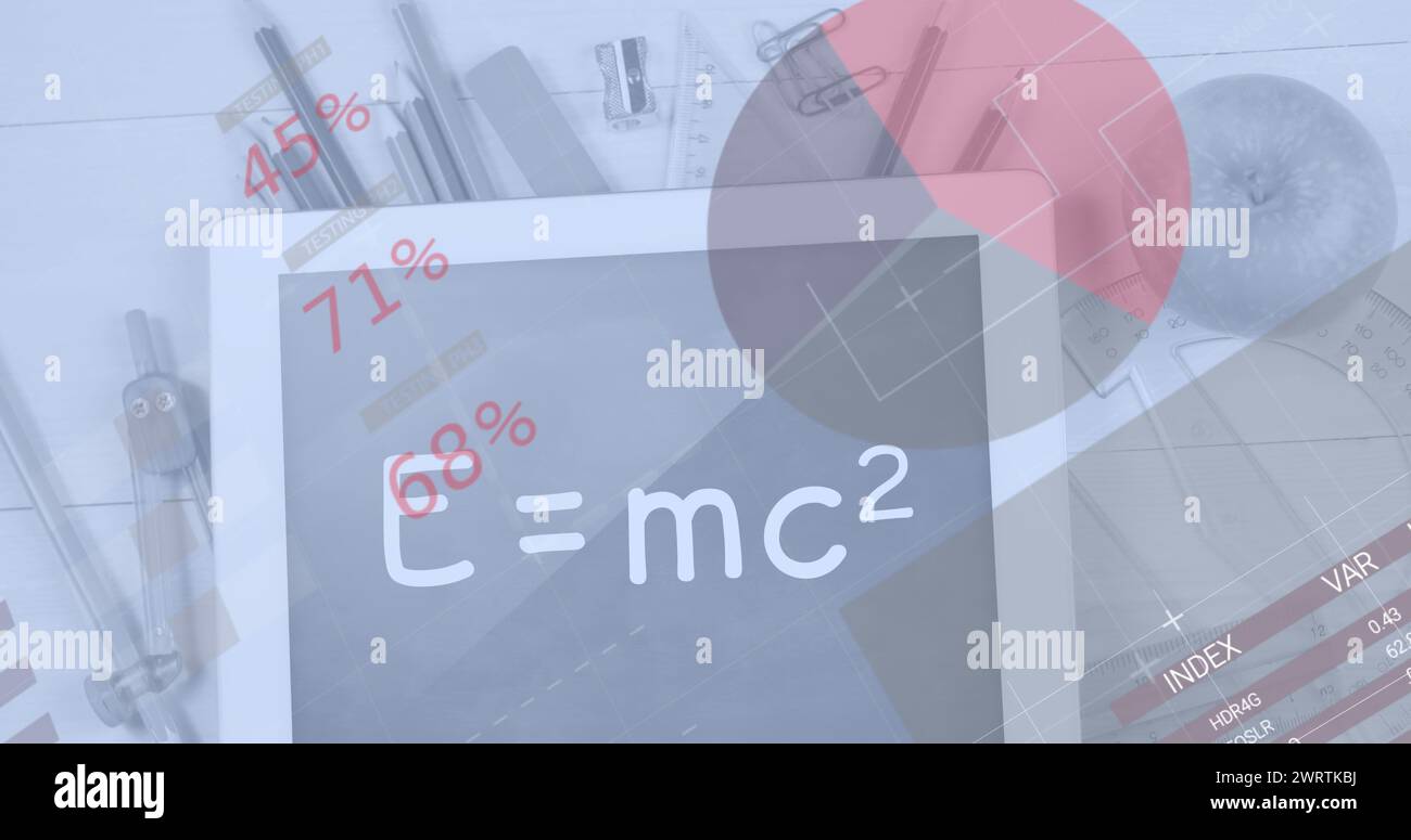 Image of digital infographic interface over digital tablet with ...