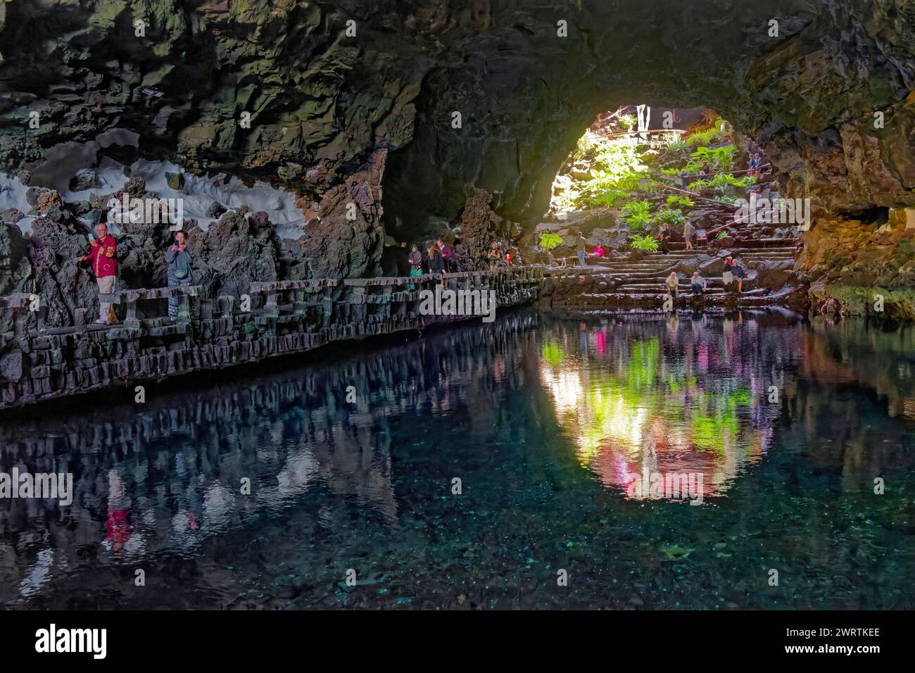 Lava tunnel, Jameos del Agua art and cultural site, designed by artist ...