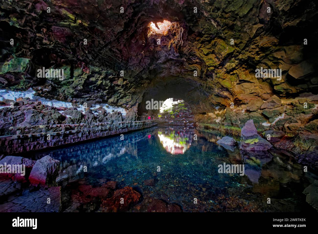 Lava tunnel, Jameos del Agua art and cultural site, designed by artist ...