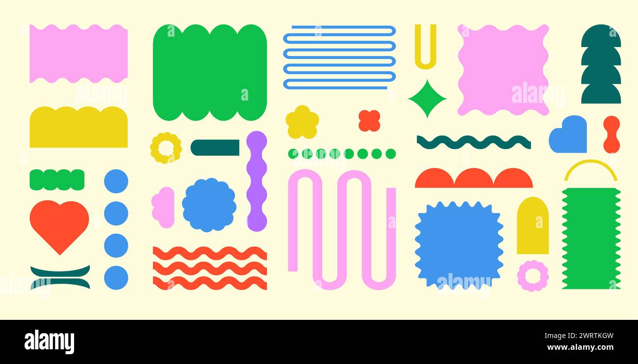 Vector illustration. Set of pastel colors ornaments, geometry shapes in ...