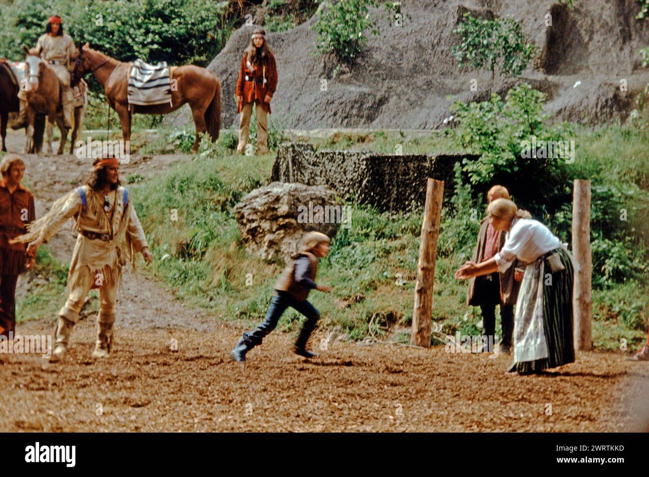 Pierre Brice as Winnetou and other actors in The Treasure in Silver ...