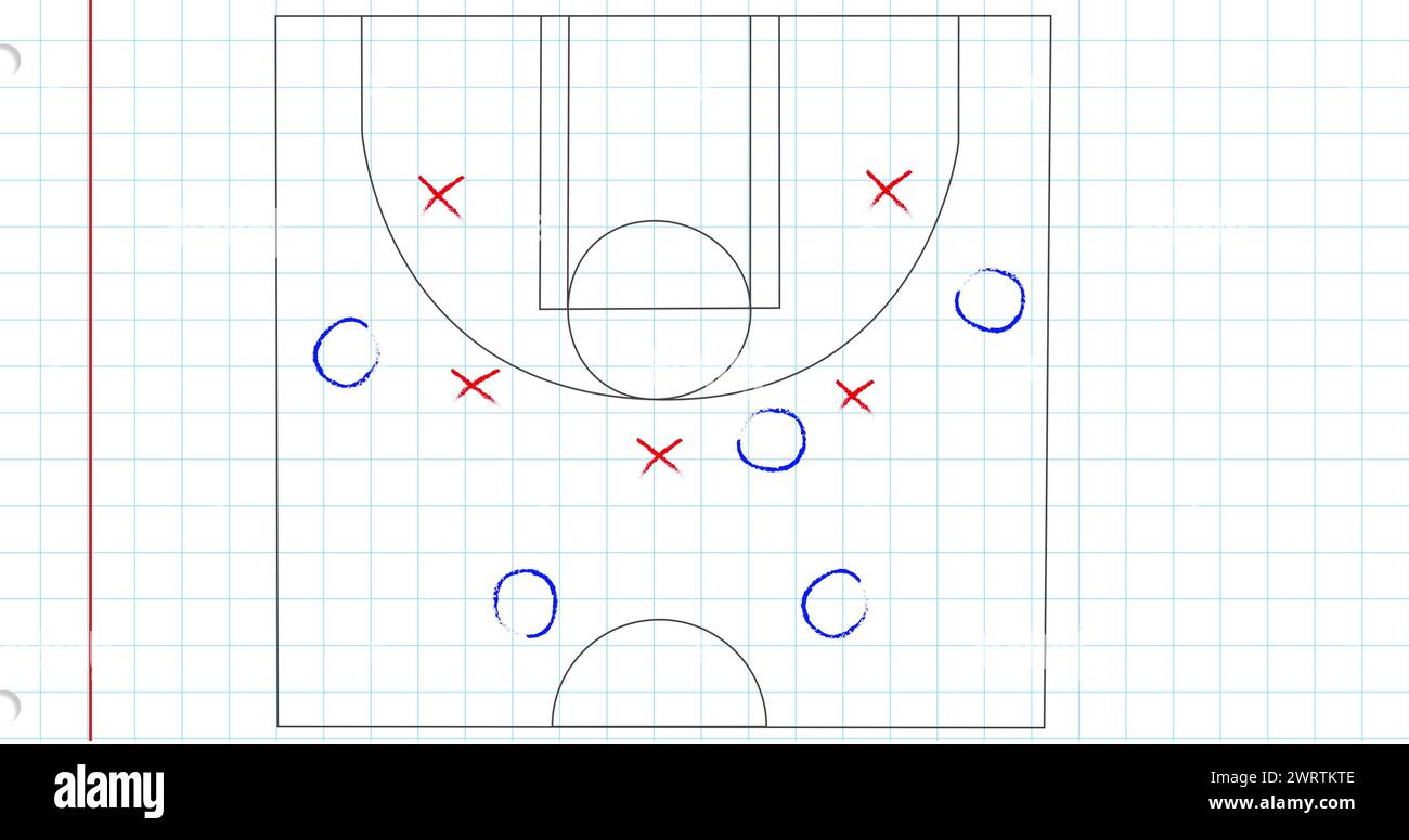 Image of football game strategy against square lined paper white ...