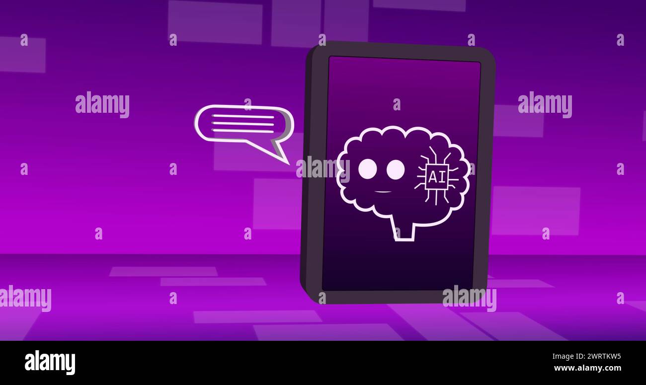 Image of ai data processing and icons over computer screen Stock Photo - Alamy