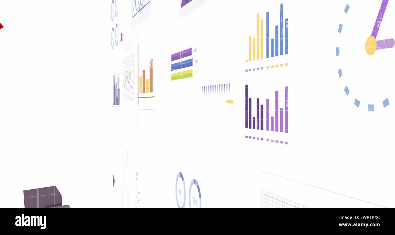 Image of financial data processing and statistics over red lines Stock ...