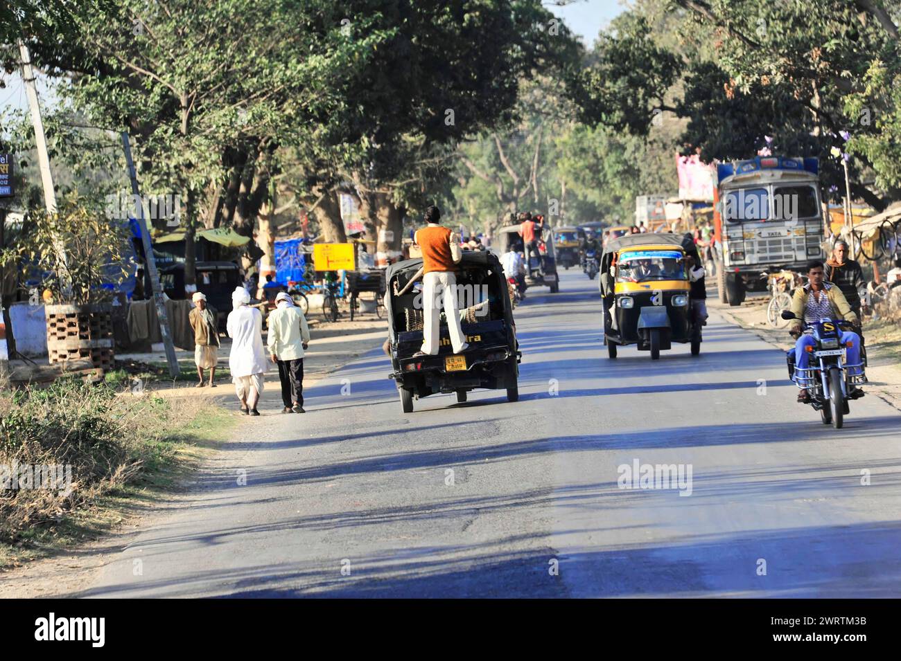 Busy road with different road users and a sense of everyday life, India ...