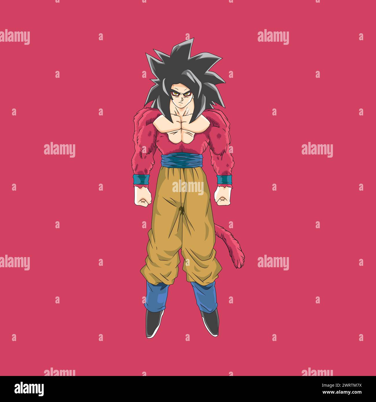 Dragon Ball Character Goku Ssj 4 Super Saiyan Cartoon Anime Vector Illustration Fun Art Stock