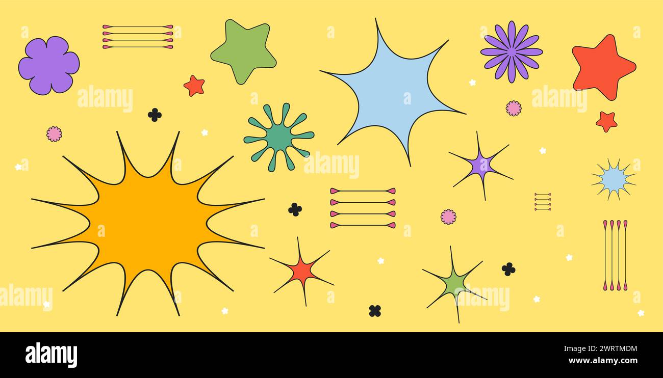 Vector illustration. Set of stars, geometry figures different colors in ...