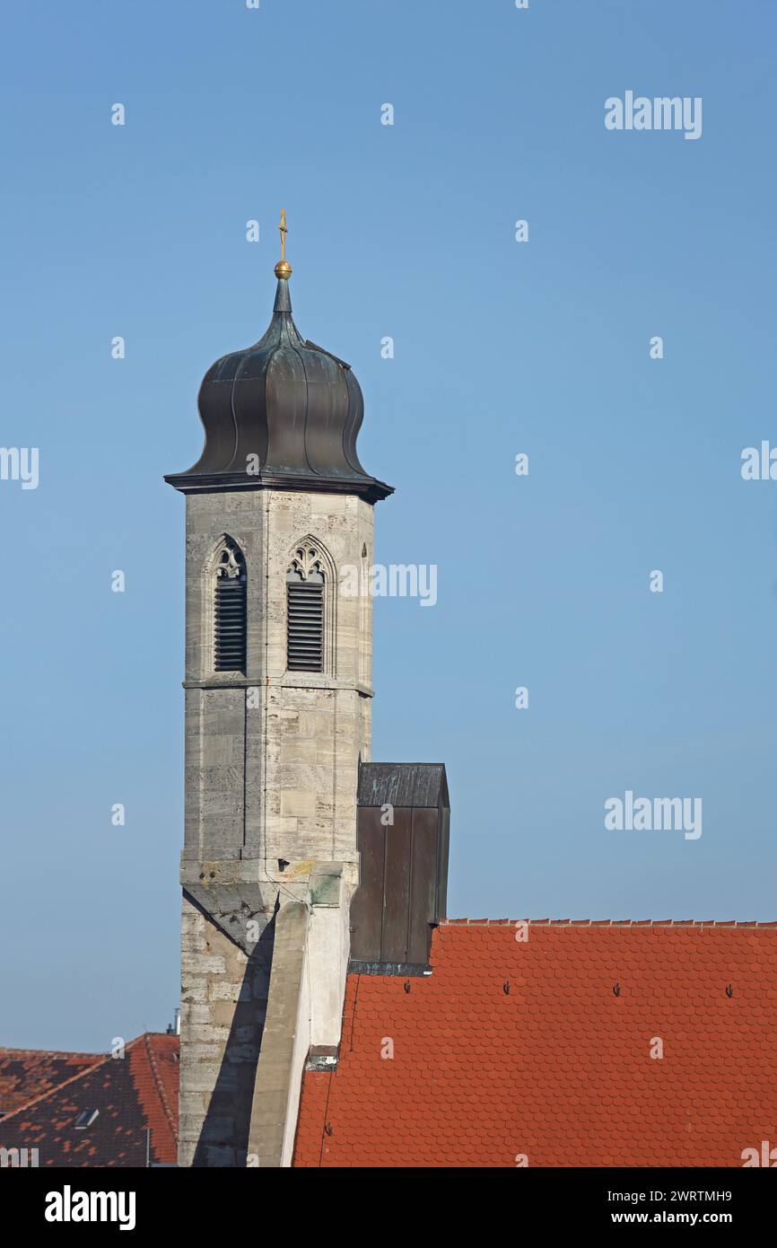 Tower and roof of St John's Church, spire, detail, Rothenburg ob der ...