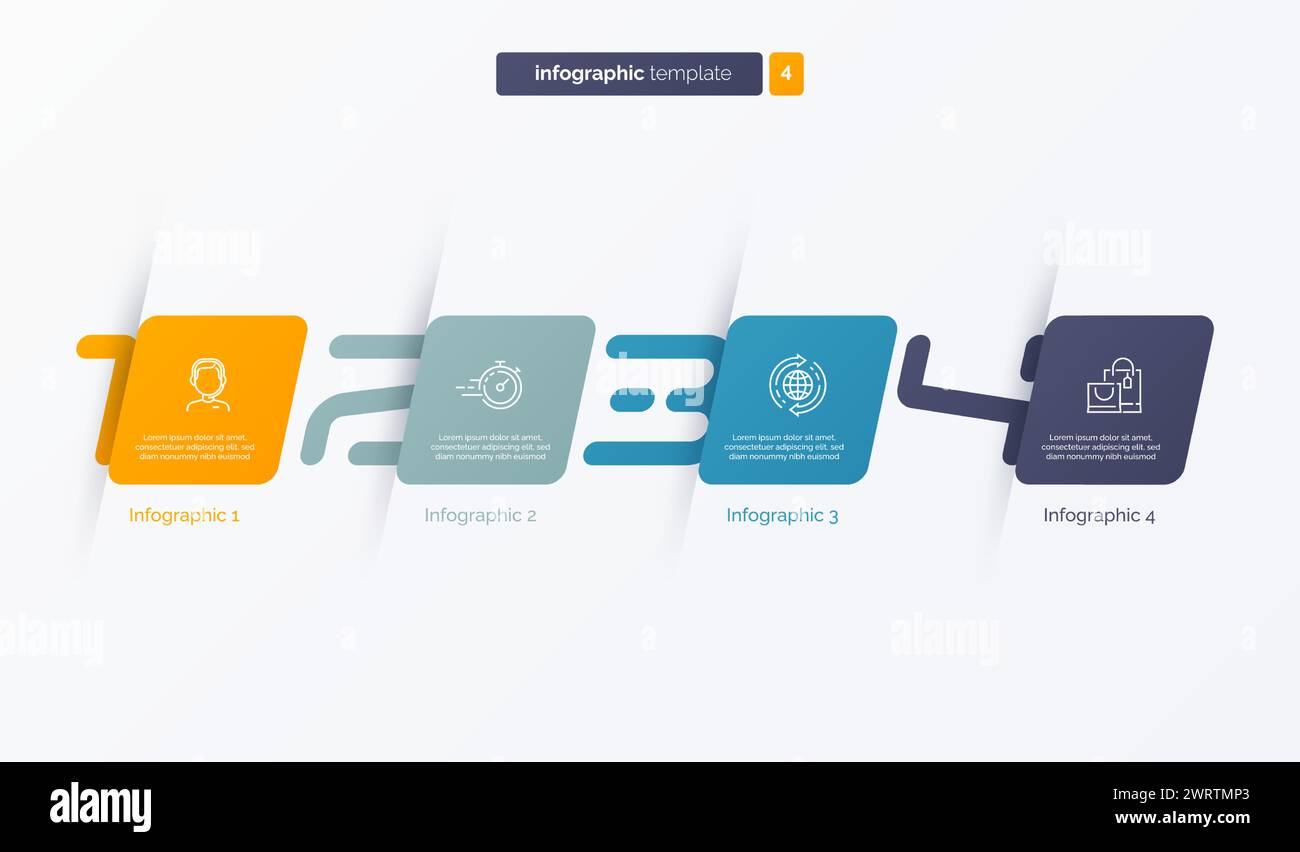 Vector number infographic template composed of 4 rounded squares Stock ...