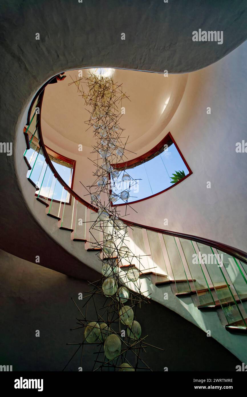 Staircase, interior view, cactus garden, Jardin de Cactus, designed by ...