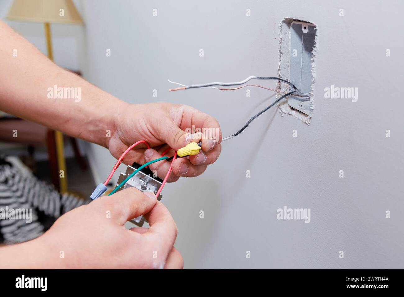 Electrical box with wiring in new home during construction Stock Photo ...