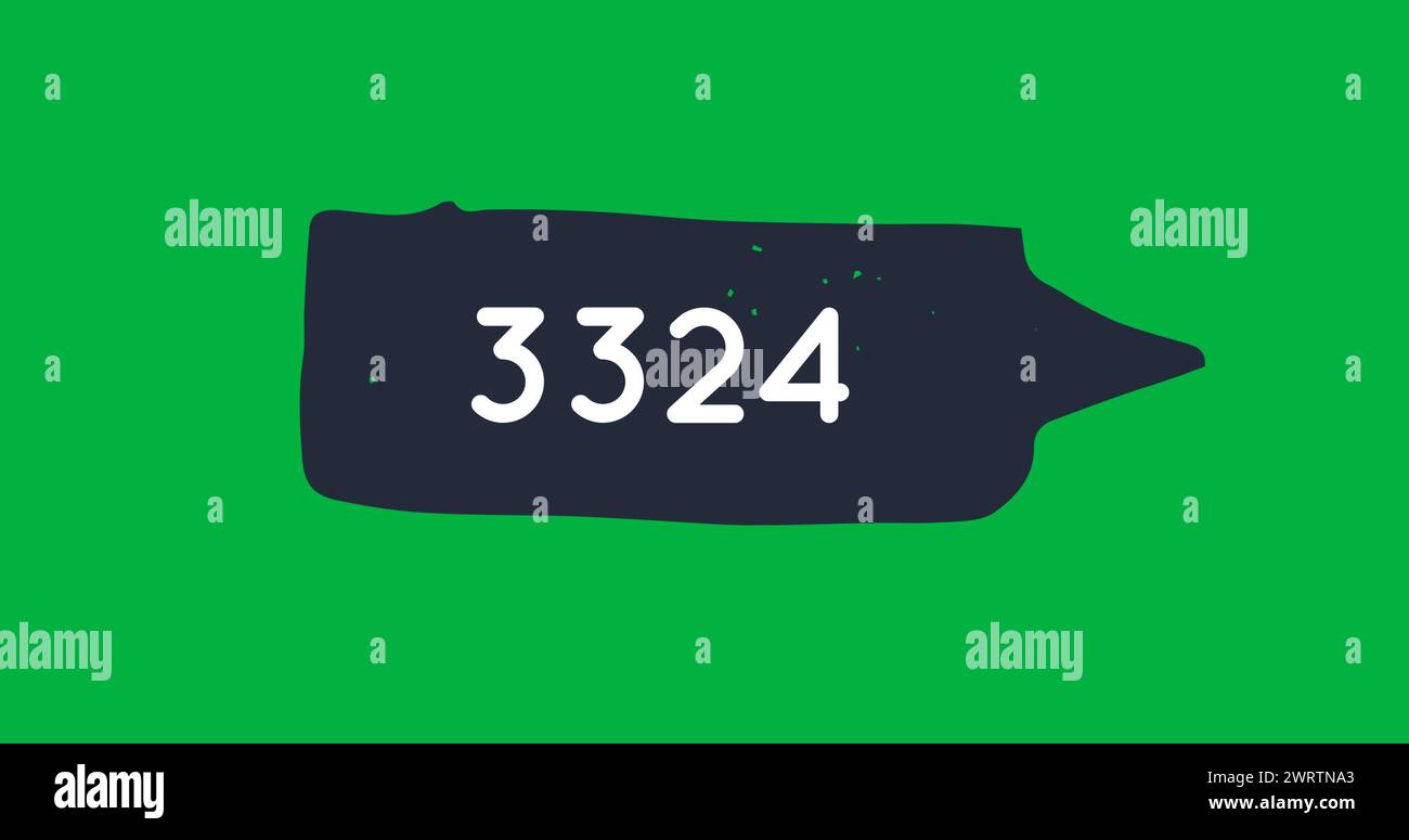 Digital image of increasing numbers inside a dark chat box on a green ...