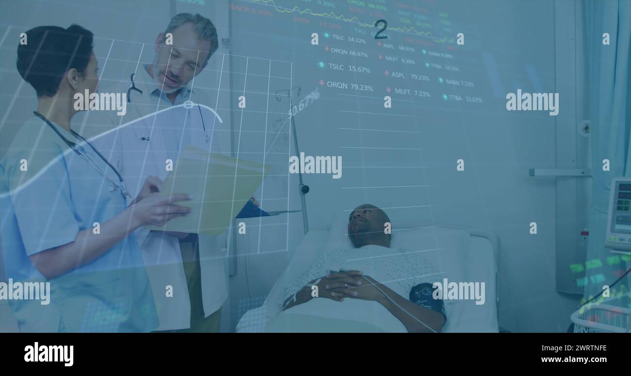 Image of data processing over diverse doctors and patient Stock Photo ...