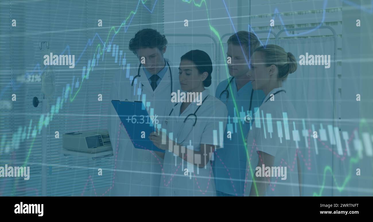 Image of data processing over diverse doctors Stock Photo - Alamy