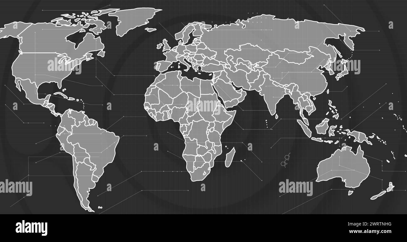 Image of data processing and connections over world map Stock Photo - Alamy