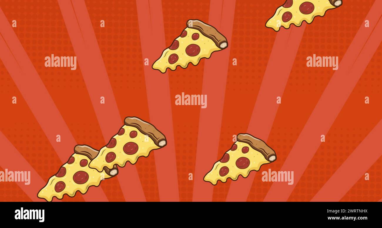 Image of pizza icons over over stripes on red background Stock Photo ...