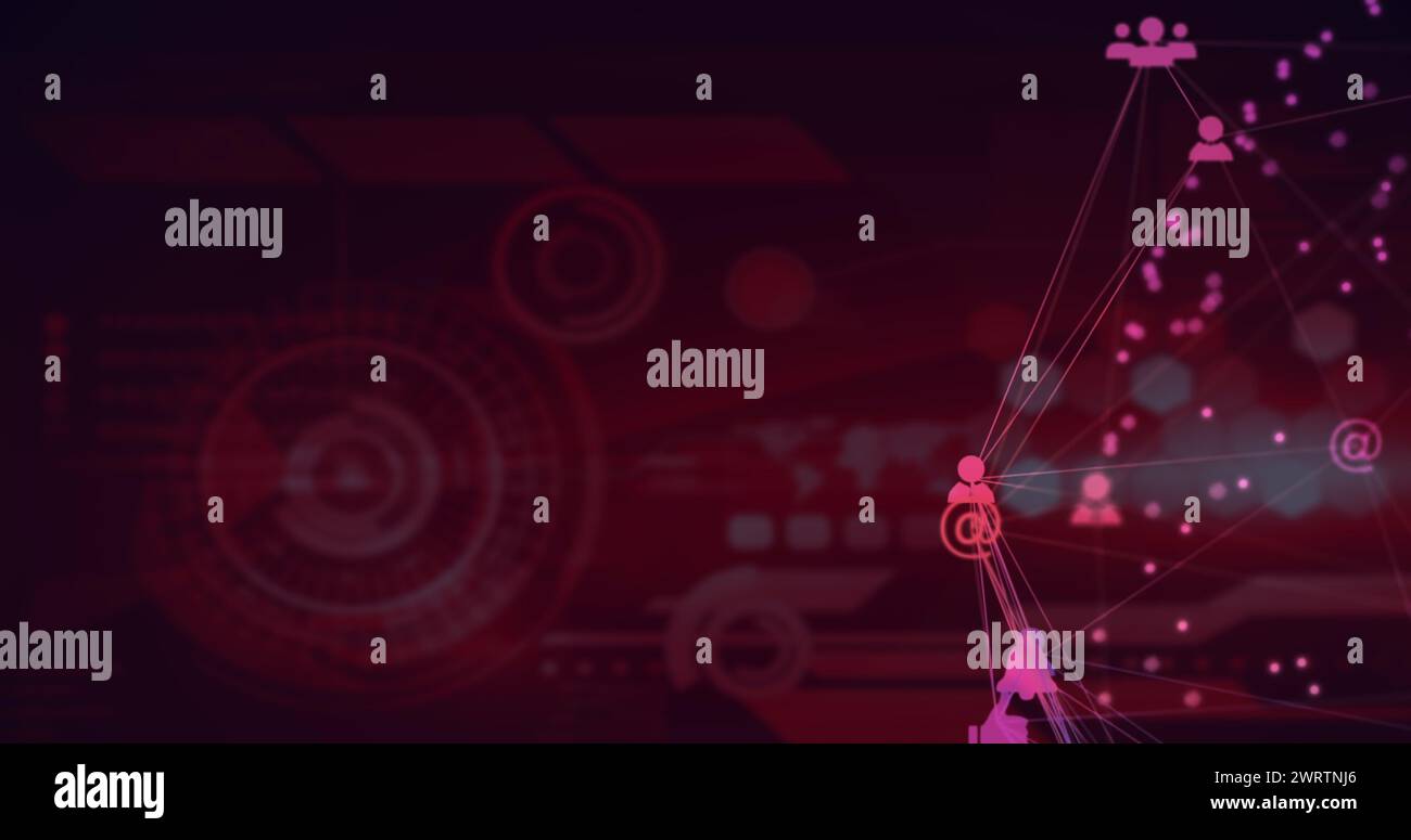 Image of globe of digital icons spinning over digital interface with data processing Stock Photo ...