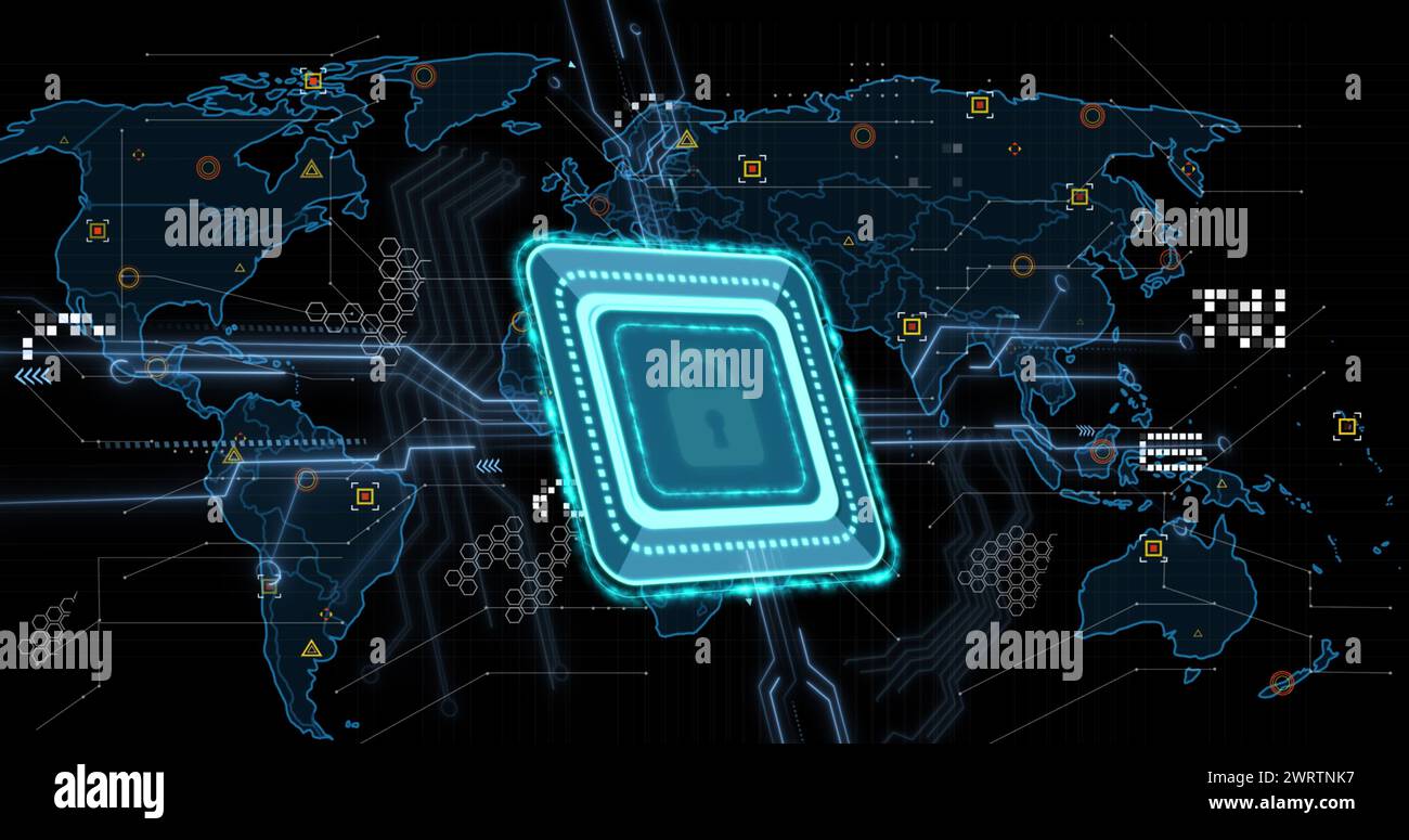 Image Of Online Security Padlock Markers And Data Processing Over